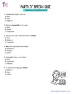 Parts Of Speech Quiz:Identify The Parts Of Speech Worksheets