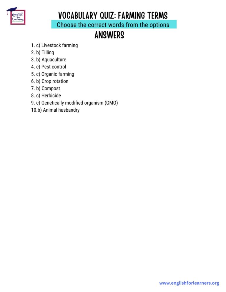 Farming Vocabulary Worksheet | Farming And Agriculture