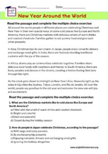 Reading Comprehension New Year Around The World