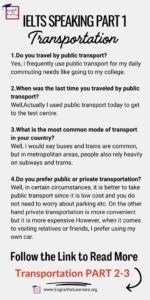 Transport IELTS Speaking Part 1-3 | Questions About Transportation