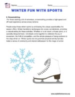 Winter Sports Reading Comprehension With Fill In The Blanks