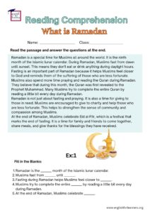 Ramadan Reading Comprehension | Reading Passage About Ramadan